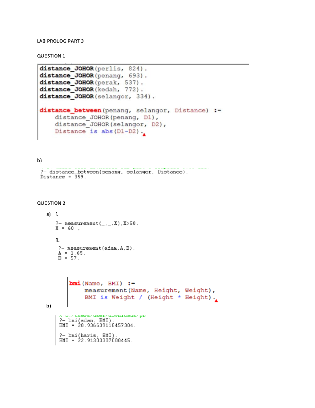 Lab Prolog 3 Wfafaf Software Development Plan Lab Prolog Part 3 Question 1 B Question 2 A