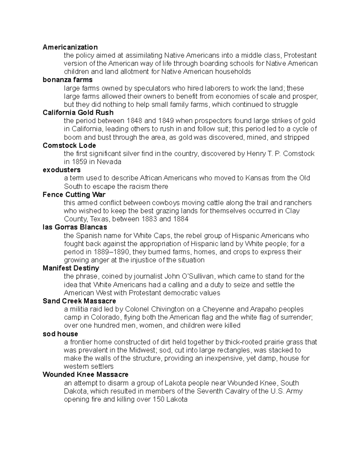 US History Chapter 17 Vocab - Americanization the policy aimed at ...