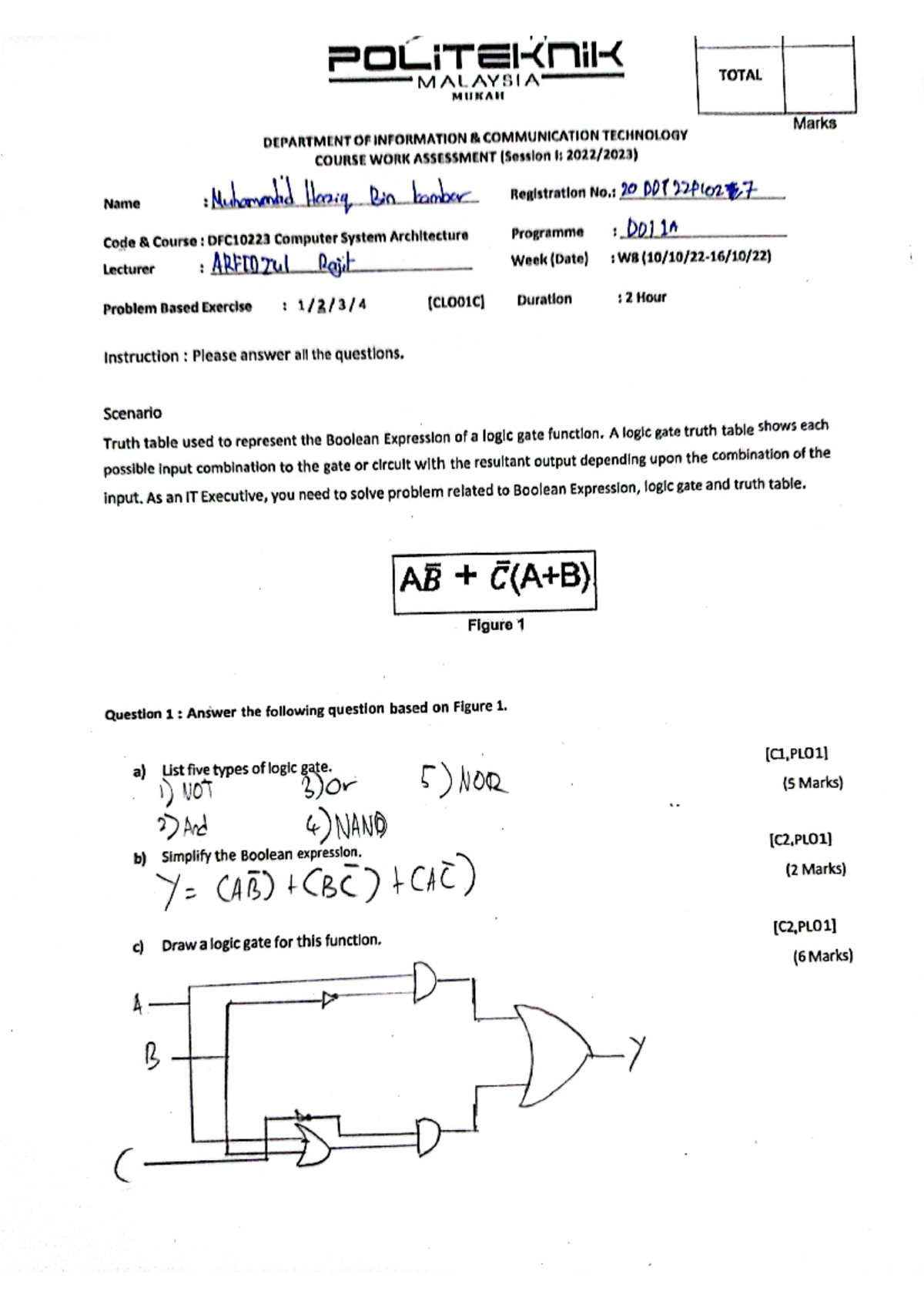 Muhammad Haziq bin Kambar - Computer System Architecture - Studocu