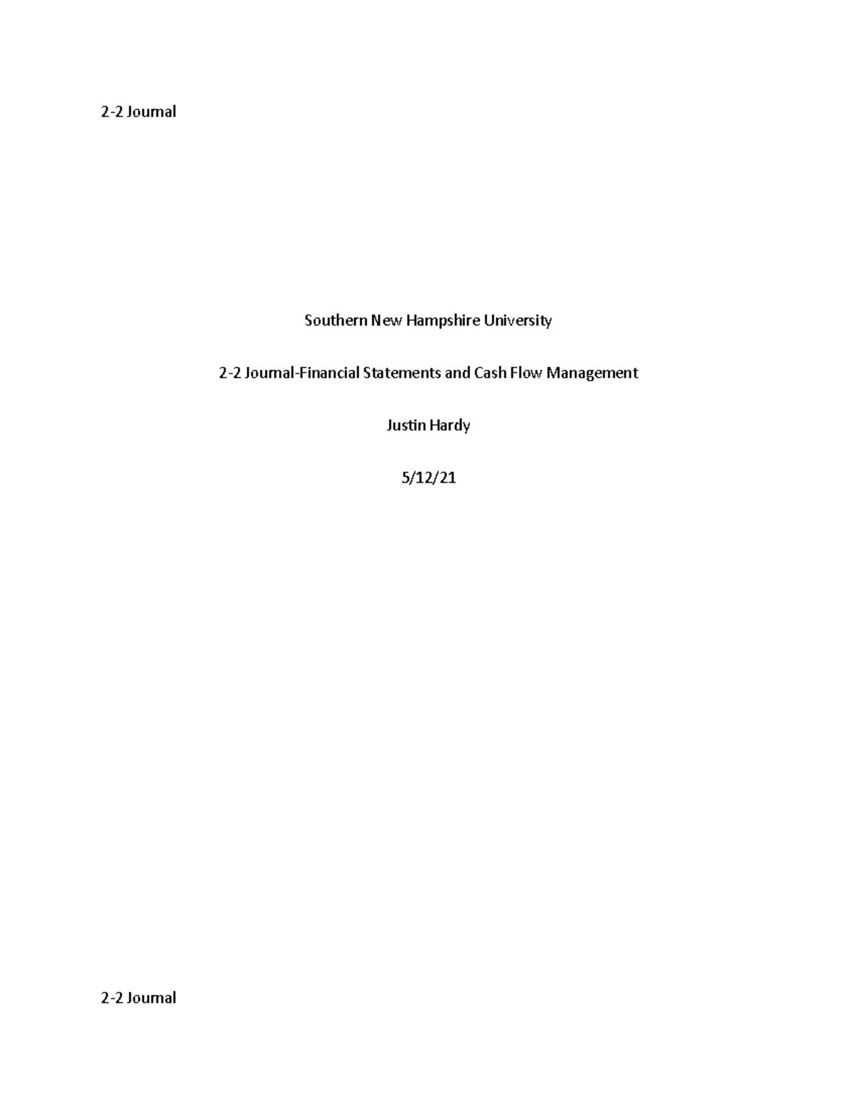 2-2 Journal: Financial Statements and Cash Flow Management - 2-2 ...