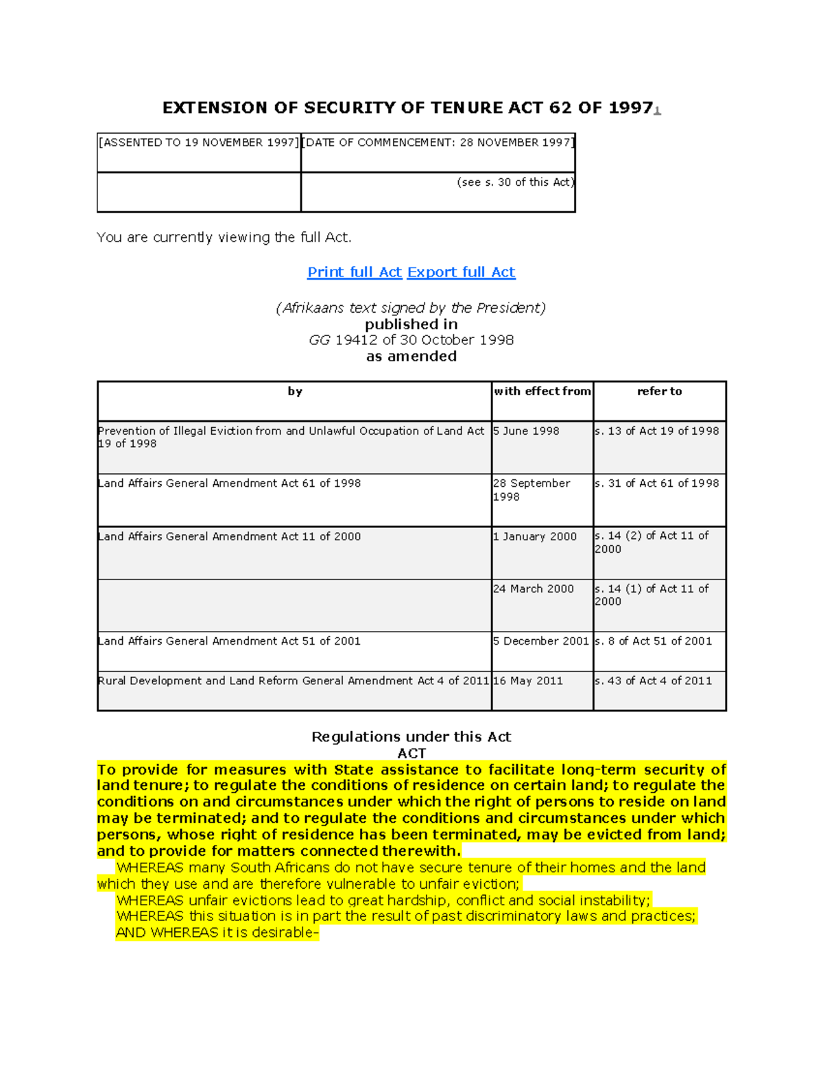 Extension OF Security OF Tenure ACT highlighted - Copy - EXTENSION OF ...