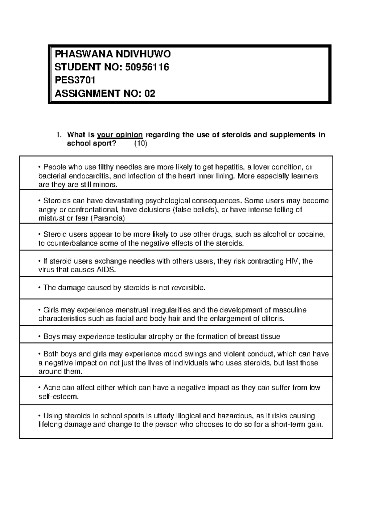 50956116 PES3701 Assignment NO 2 - PHASWANA NDIVHUWO STUDENT NO: 50956116 PES ASSIGNMENT NO: 02 ...