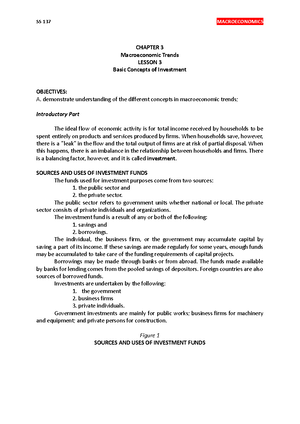 Lesson 2.3-Basic Concepts of Savings - CHAPTER 3 Macroeconomic Trends ...