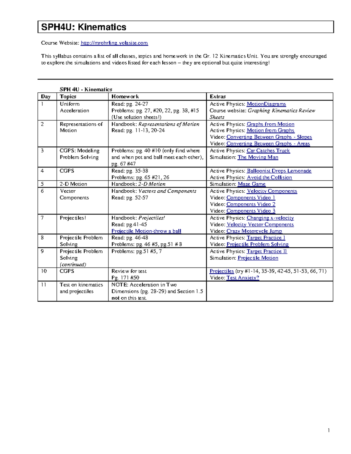 02-Kinematics-12Handbook - SPH4U: Kinematics Course Website: mrohrling ...