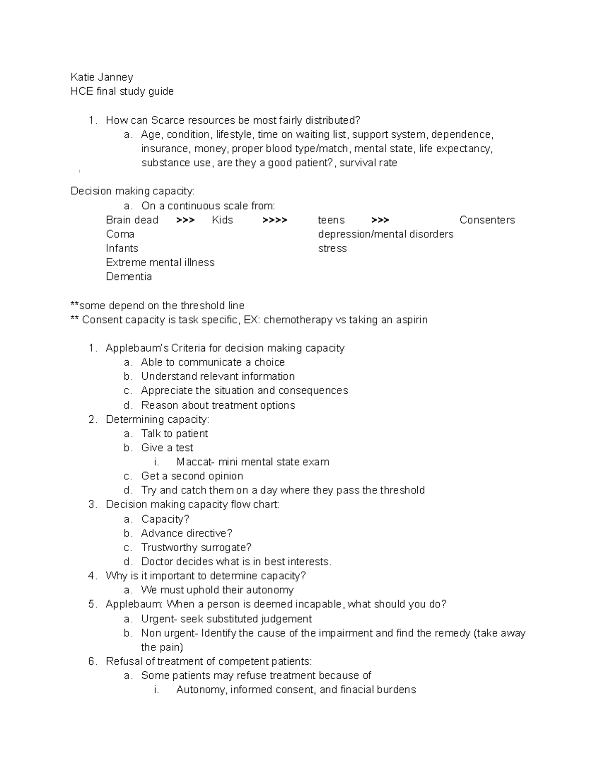 HCE final study guide - Lecture notes ALL - Katie Janney HCE final ...