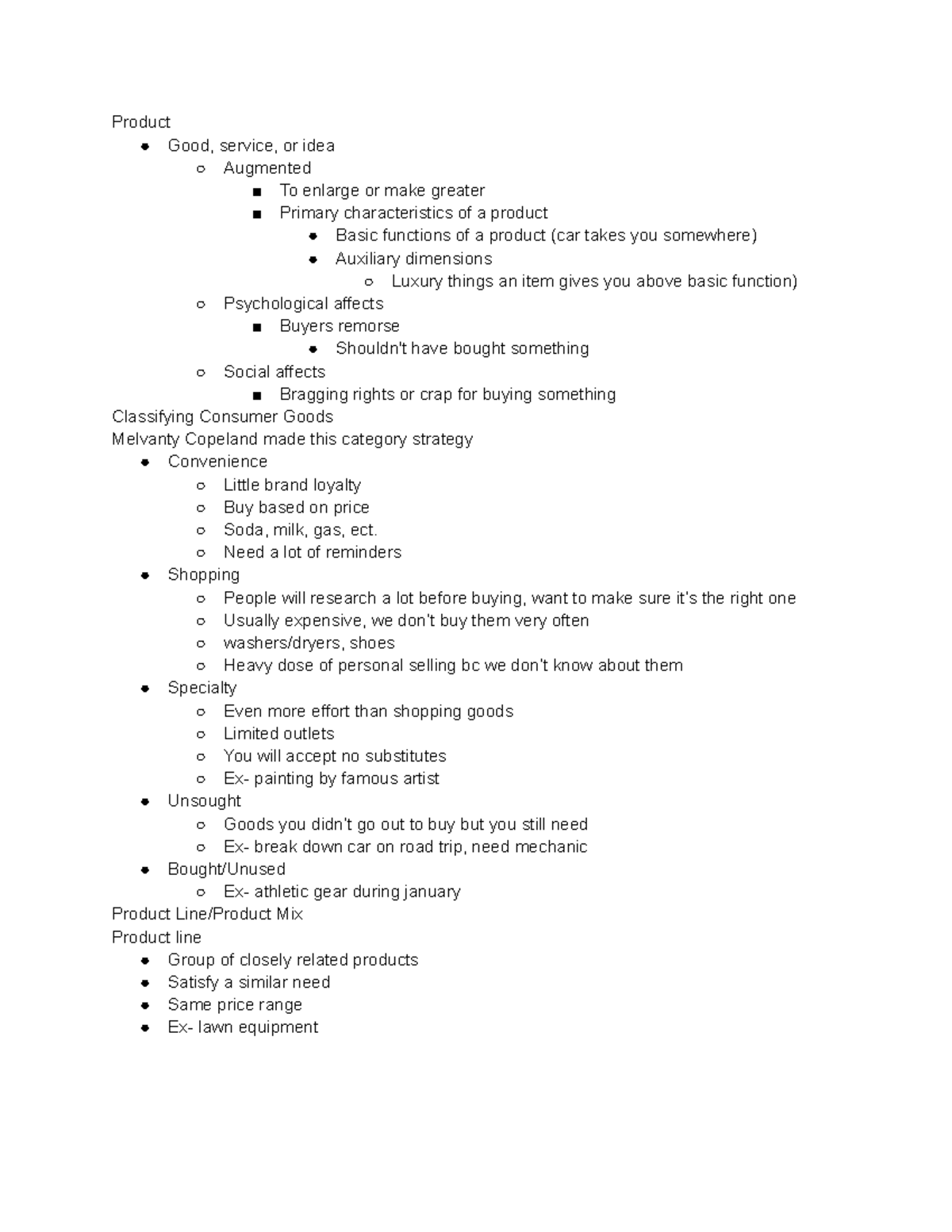 Lecture 9 Notes- Dr. Todd Donavan - Product Good, service, or idea ...