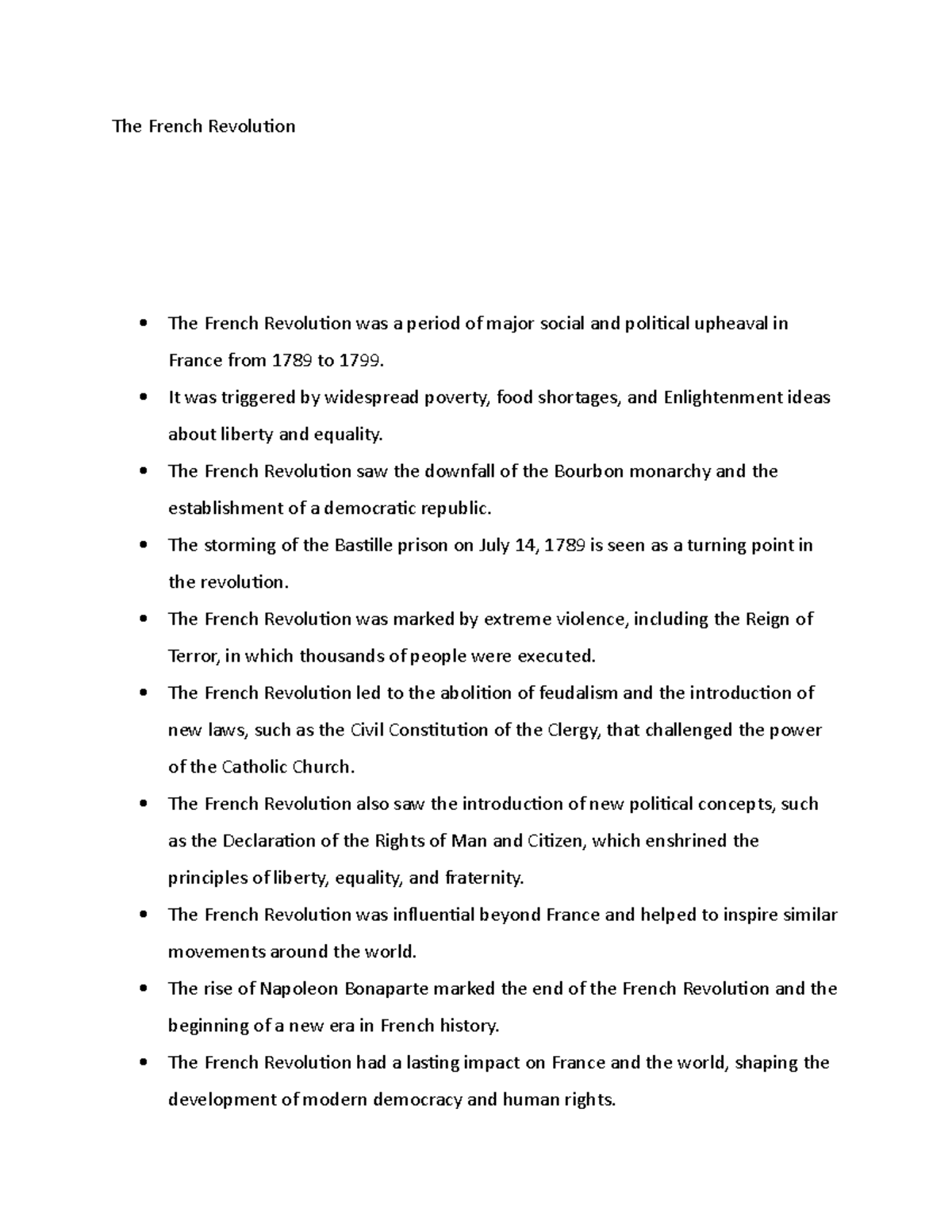 The French Revolution - It was triggered by widespread poverty, food ...