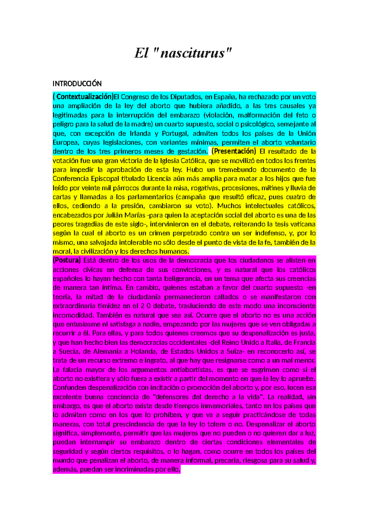 El nasciturus - asignatura derecho penal 1 - El "nasciturus ...