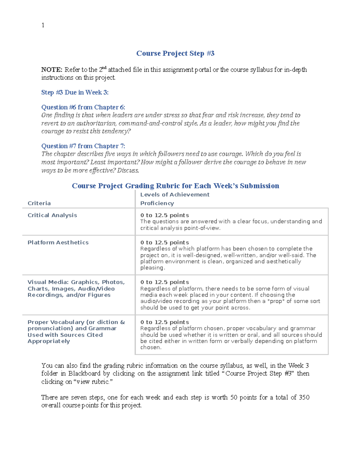 Course Project Step #3 (MNGT 5773) - 1 Course Project Step NOTE: Refer ...