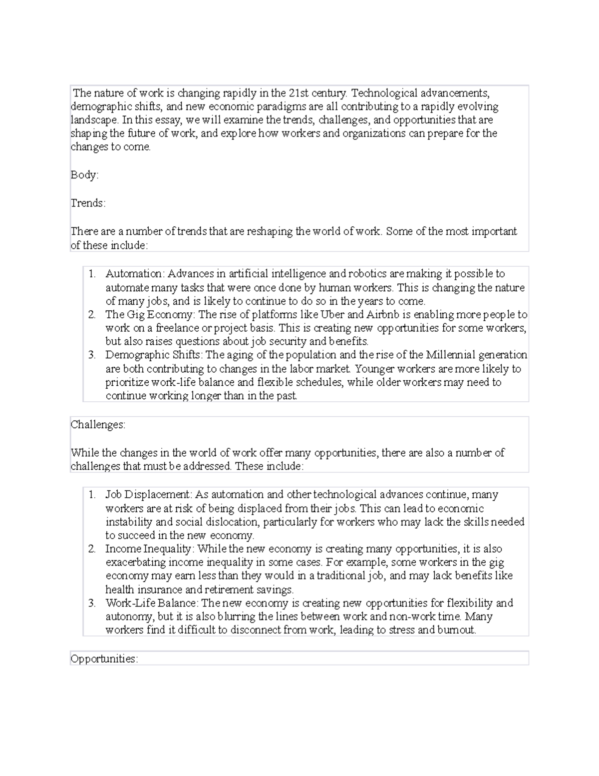 Landscape - 2800 words essay - The nature of work is changing rapidly ...