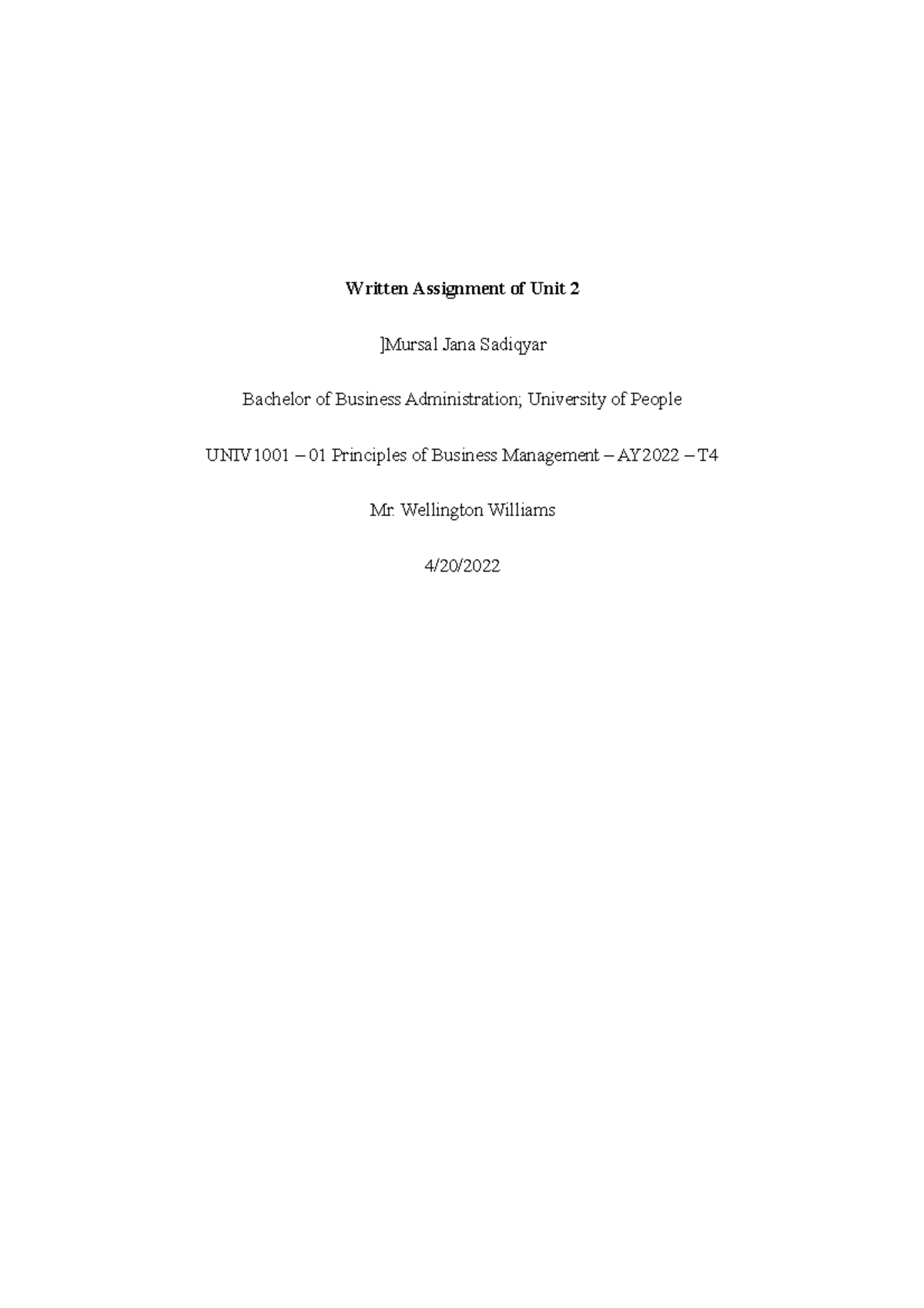 Cs 1102 Writing Assignment Unit 2 Of The Uopeople Written Assignment Of Unit 2 Mursal Jana