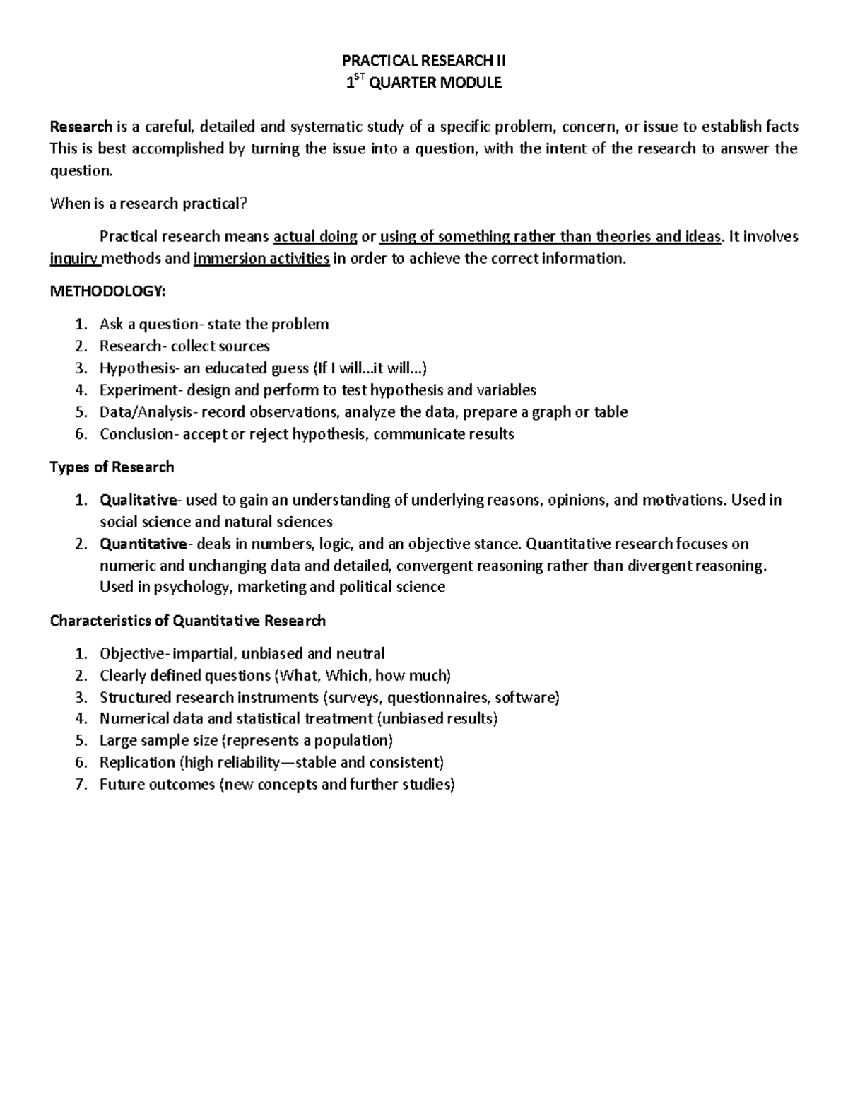Practical Research 2: An Introduction to Research - Methodology, Types ...