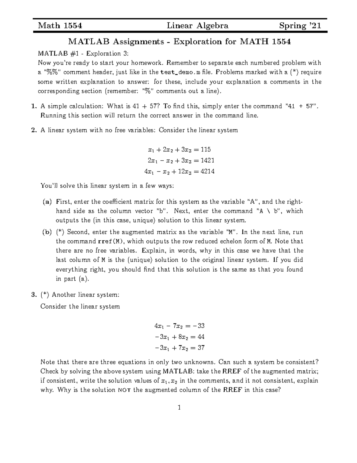 Exploration 3 - Georgia Institute of Technology Math 1554 Linear ...
