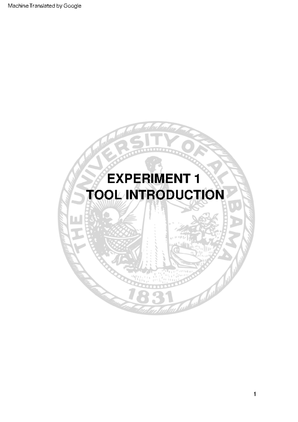 Basic Chemistry White Paper - TOOL INTRODUCTION EXPERIMENT 1 ...