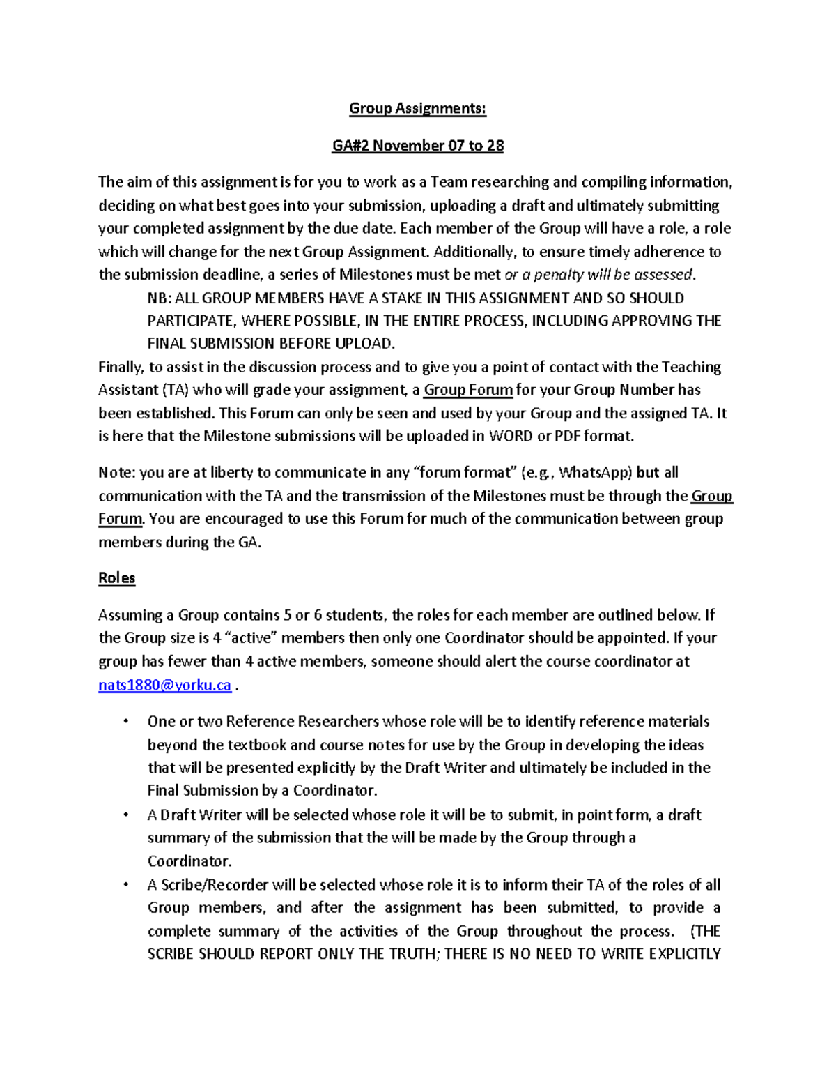 GA02 group assignment 2 - **Group Assignments: ** **GA#2 November 07 to ...