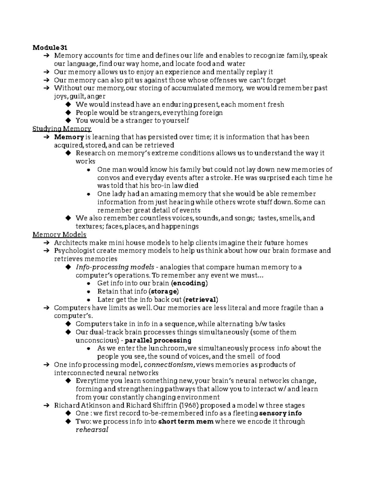 2019-introduction to psychology(psych 100)-module notes 1 - Module 31 ...