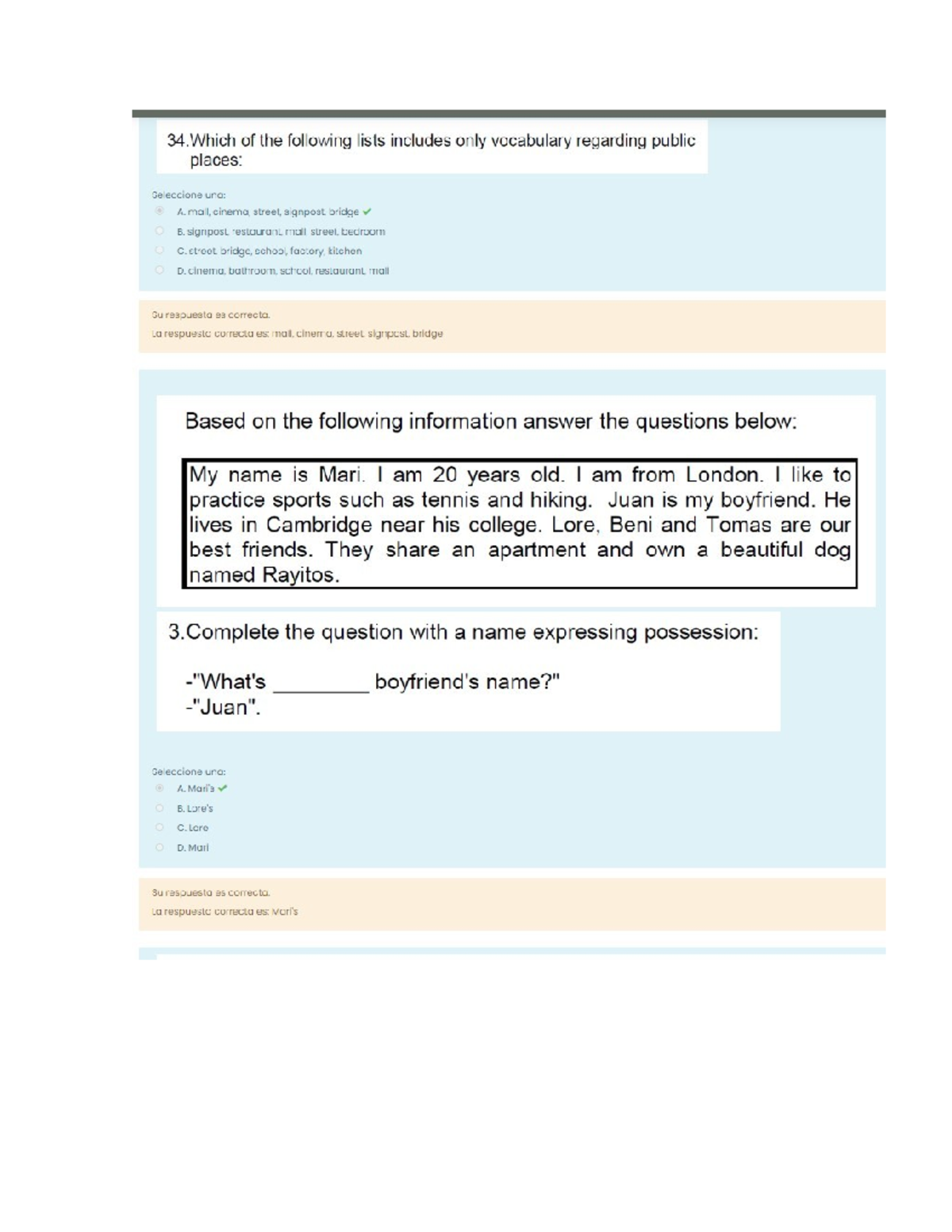Doc1 examen de ingles - ... - 34. Which of the following lists includes only vocabulary ...