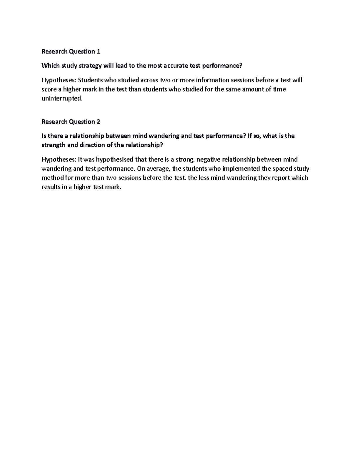 Assignment 1A - Writing Hypotheses - Kellie Stanley - Research Question ...