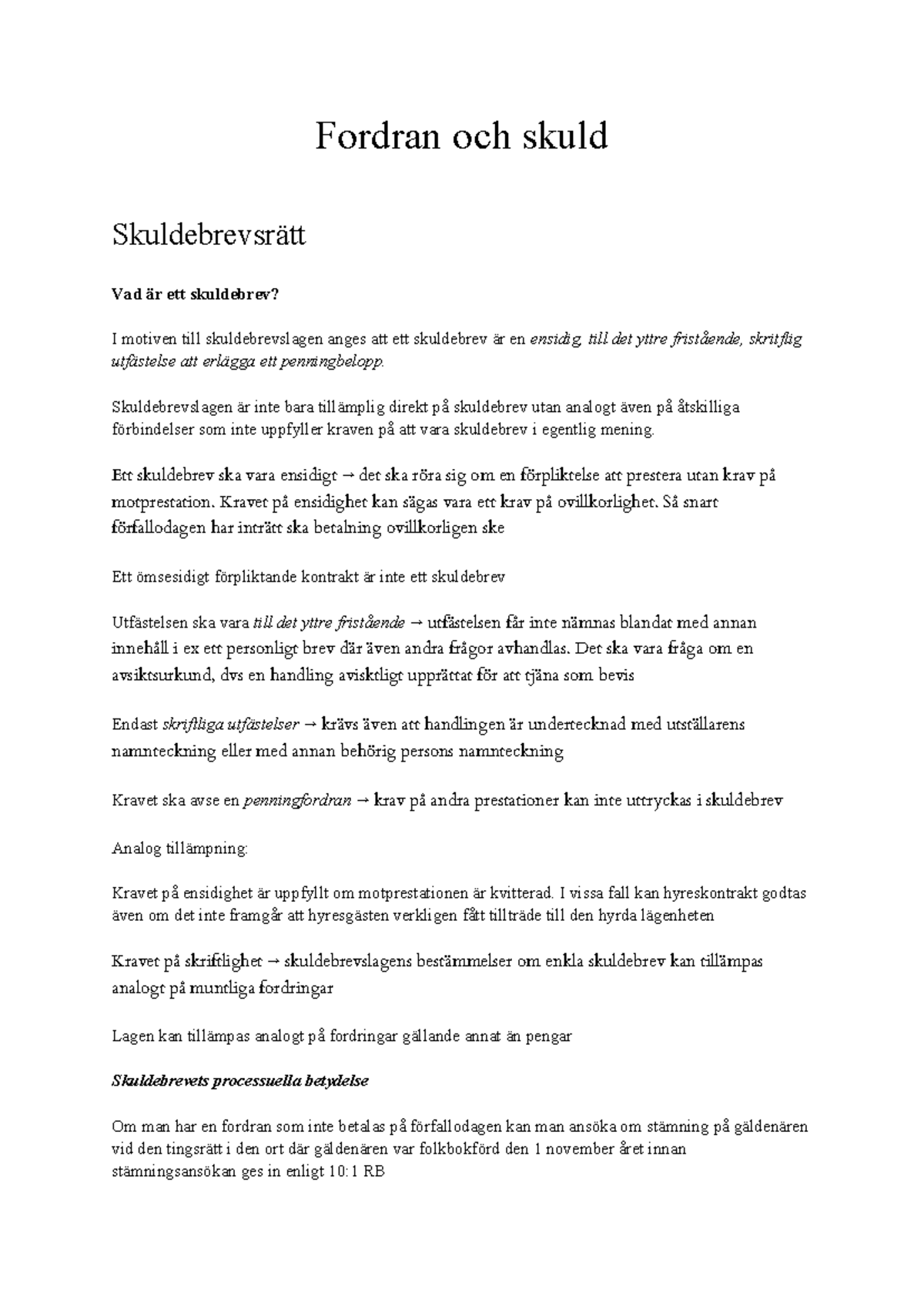 Fordran och skuld - Fordran och skuld Skuldebrevsrätt Vad är ett ...