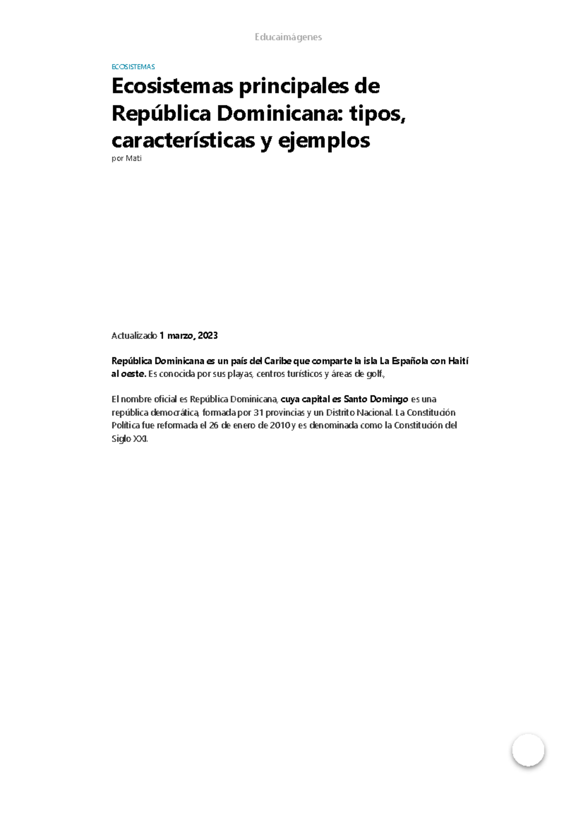 Ecosistemas principales de República Dominicana tipos, características ...