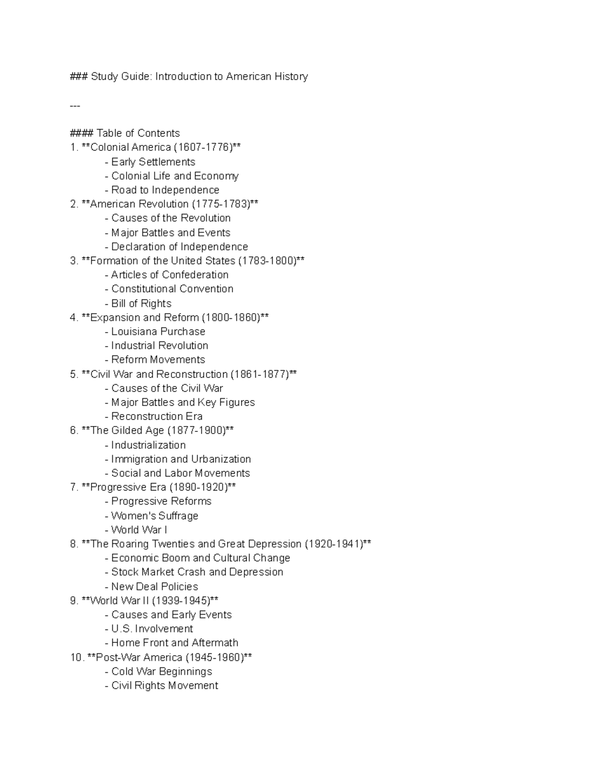 Untitled document-3 - Study Guide: Introduction to American History ...
