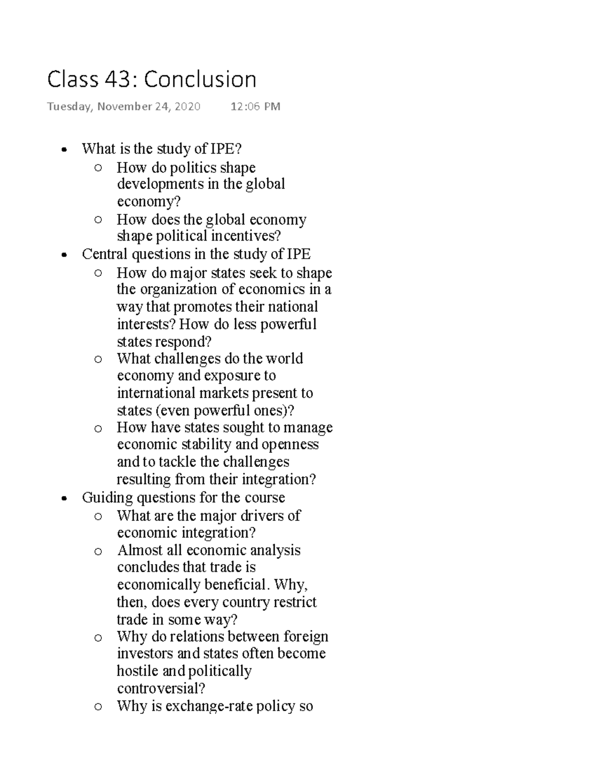 Class 43 Conclusion - lecture notes summarizing the course - What is ...