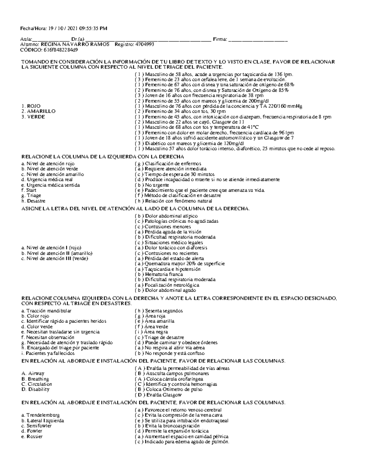 12402 - preguntas del triage y pasos a seguir - Fecha/Hora: 19 / 10 ...