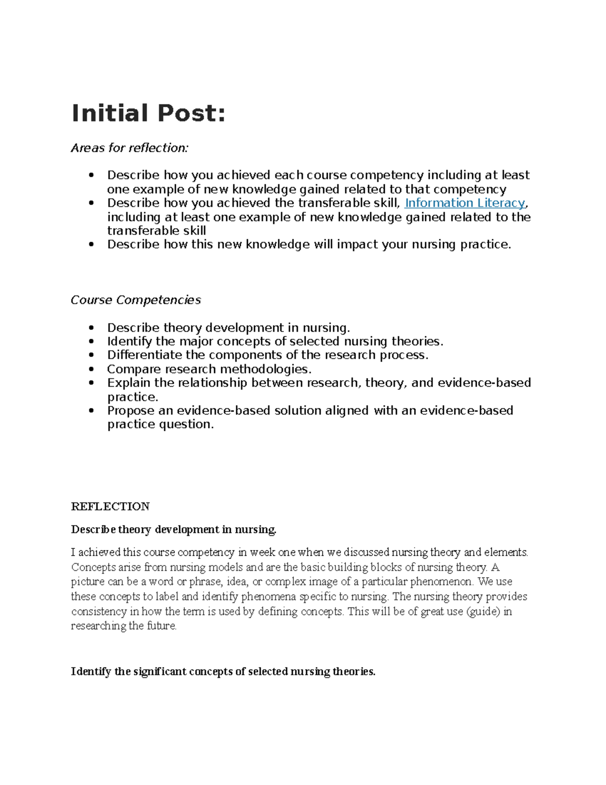 Module 11 Reflection & Final Project - Initial Post: Areas for ...