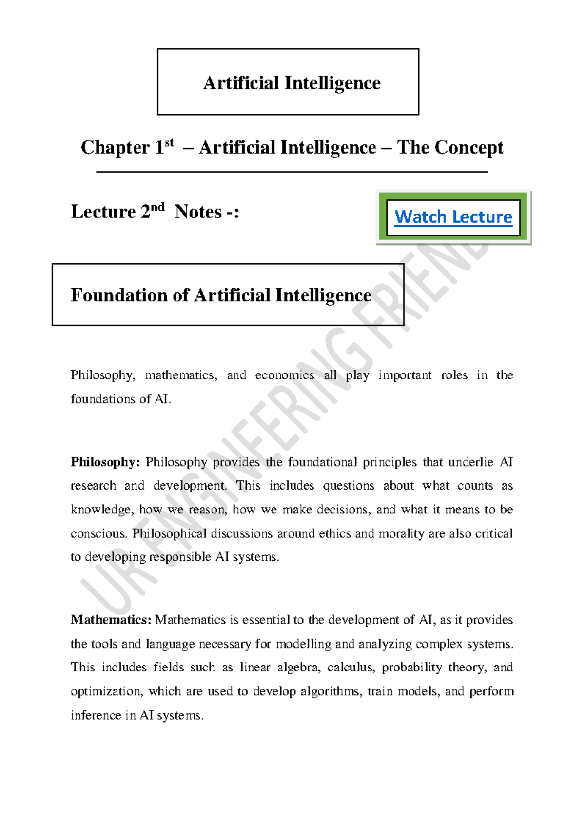 Aritificial Intelligence Lecture 2 Notes Ur Engineering Friend ...