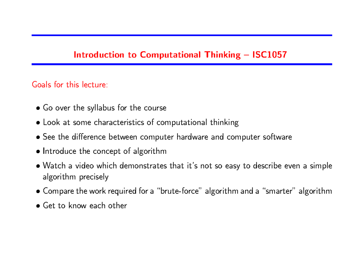 Intro computational - bca - Introduction to Computational Thinking ...