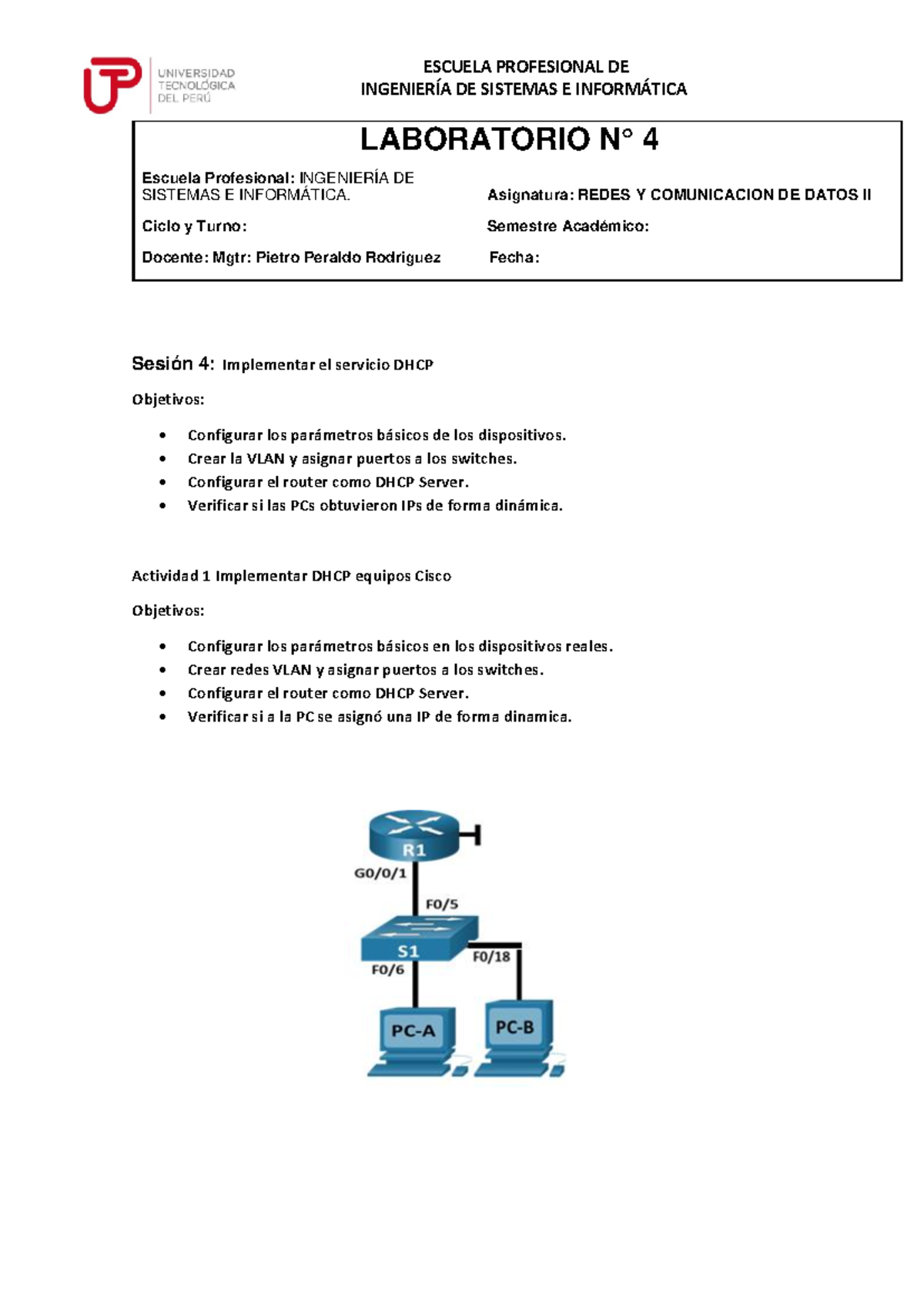 Labora~1 - asdas - ESCUELA PROFESIONAL DE INGENIERÍA DE SISTEMAS E INFORMÁTICA LABORATORIO N° 4 ...
