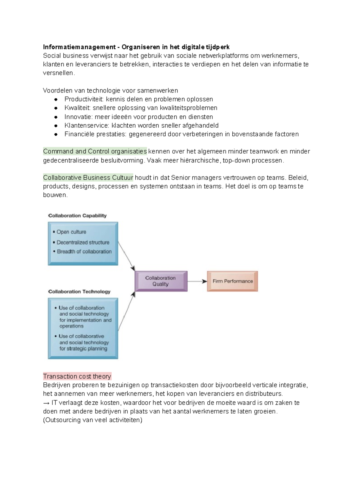 Informatiemanagement - Organiseren in het digitale tijdperk - Voordelen ...