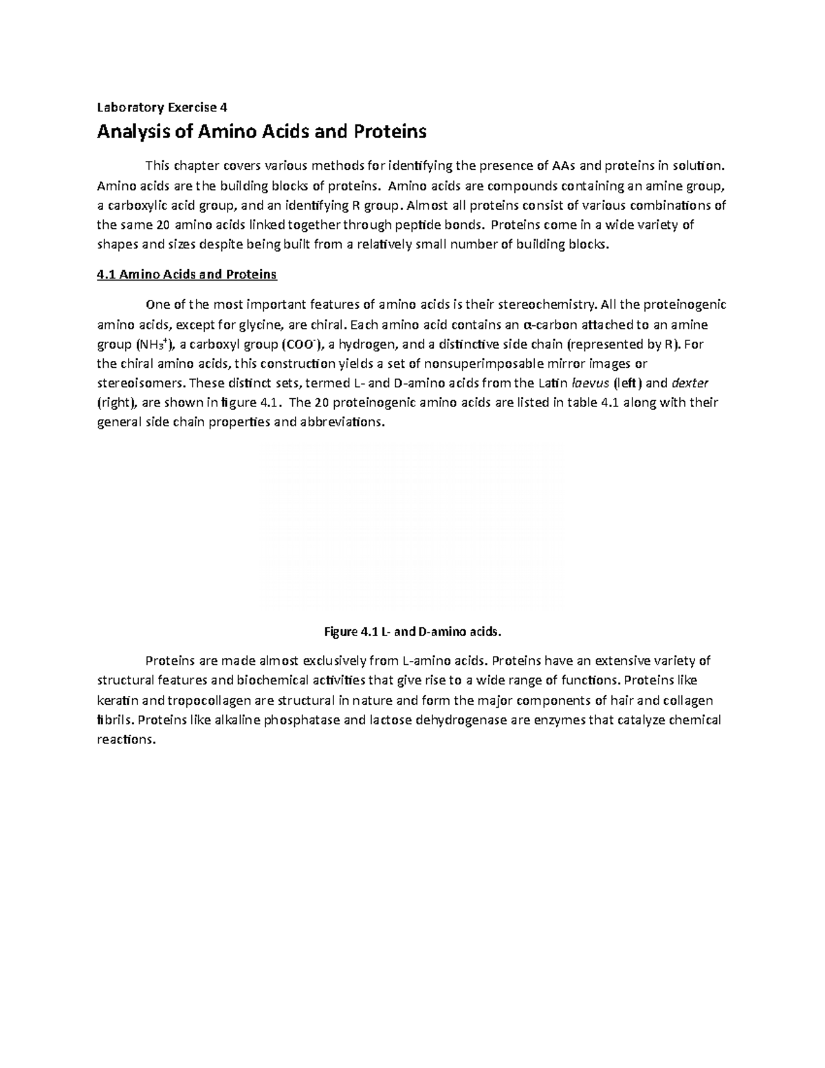 CHE420L Lab Exercise 4 - Laboratory Exercise 4 Analysis of Amino Acids ...