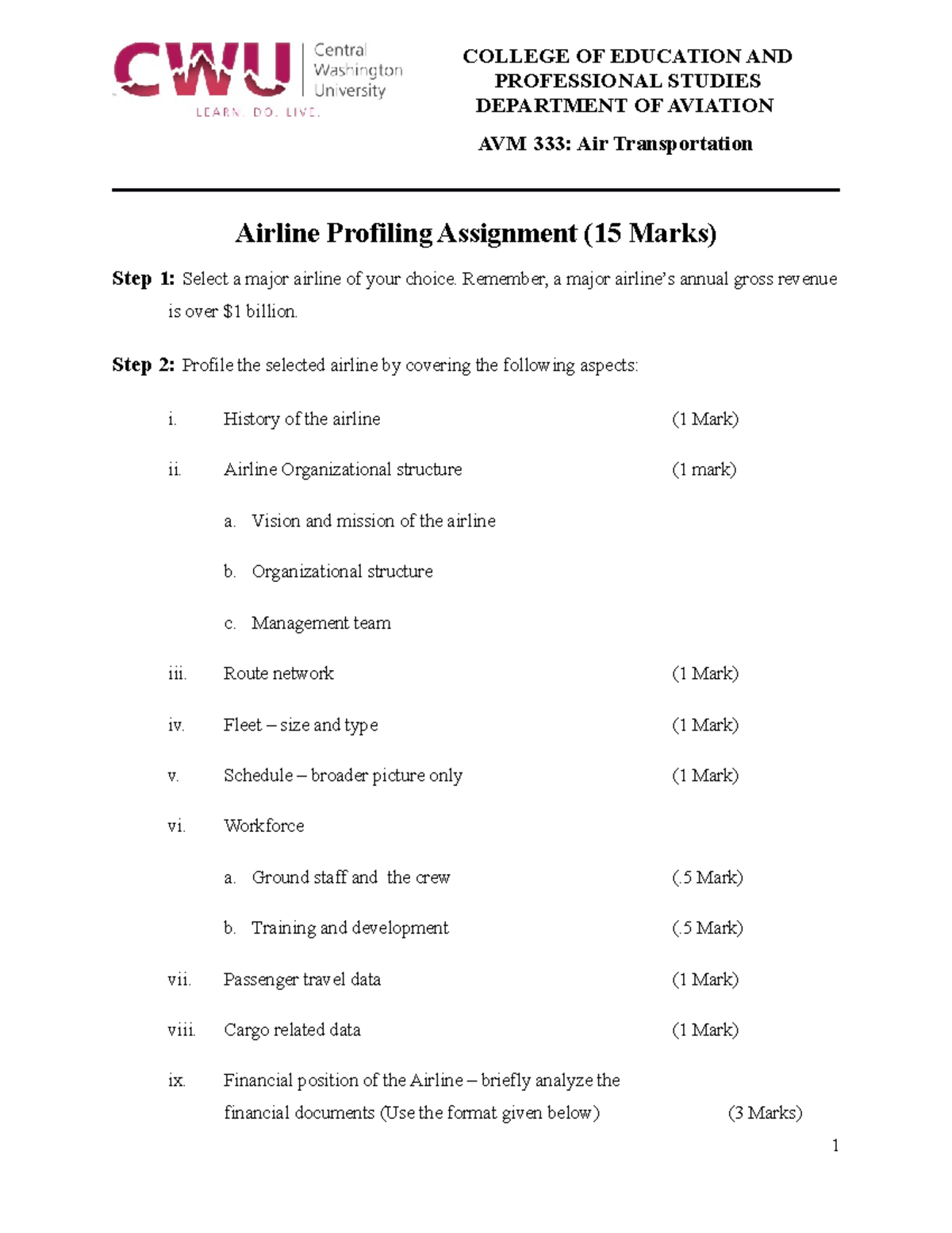 Airline Profiling Assignment 2018 - COLLEGE OF EDUCATION AND ...