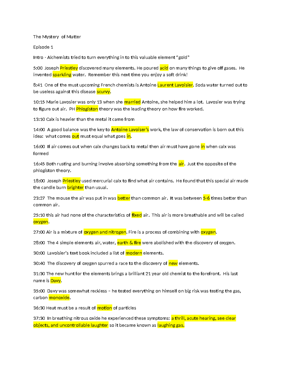 Mystery of Matter-1 - Notes/Video - The Mystery of Matter Episode 1 ...