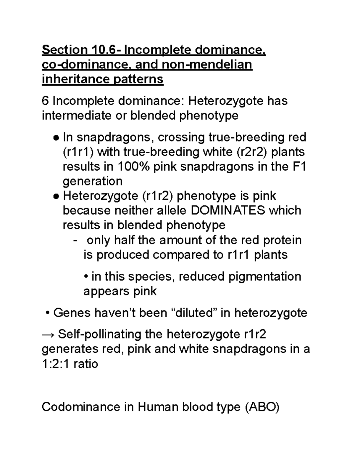 Chapter 10 Section 6 7 - Incomplete dominance, co-dominance, and non-mendelian inheritance ...