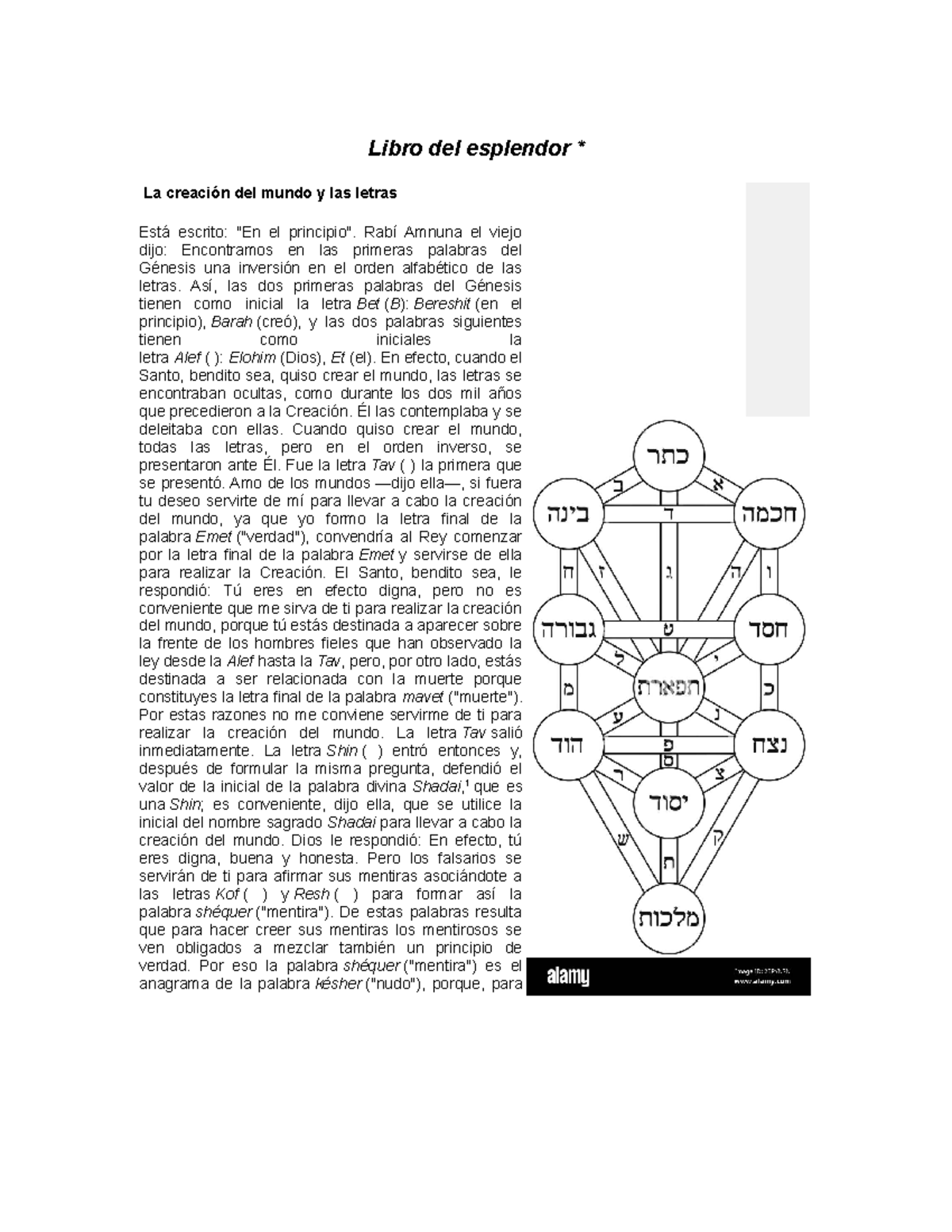 Libro del esplendor - nnn - Libro del esplendor * La creación del mundo ...