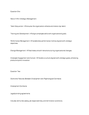 Final HRM 3310 - past papers - 1 THE UNIVERSITY OF ZAMBIA GRADUATE ...