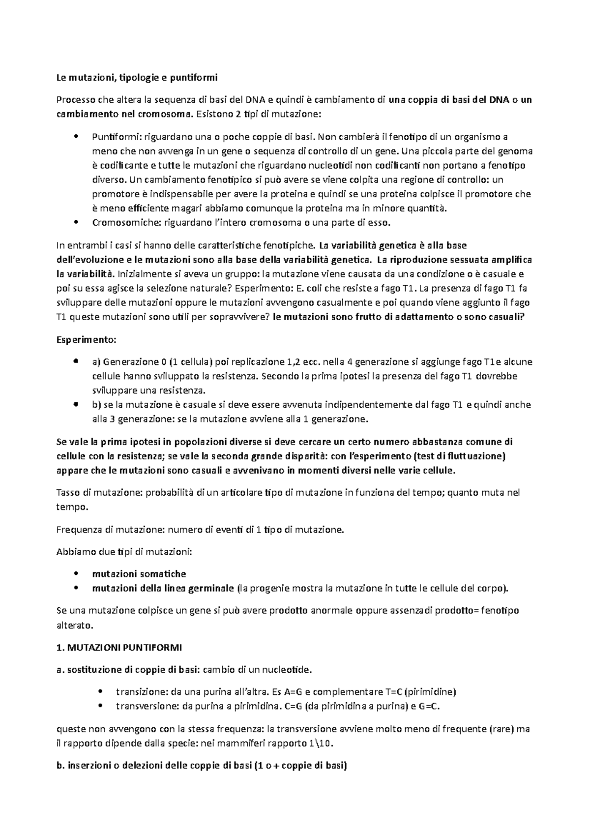 Mutazioni puntiformi - Le mutazioni, tipologie e puntiformi Processo ...