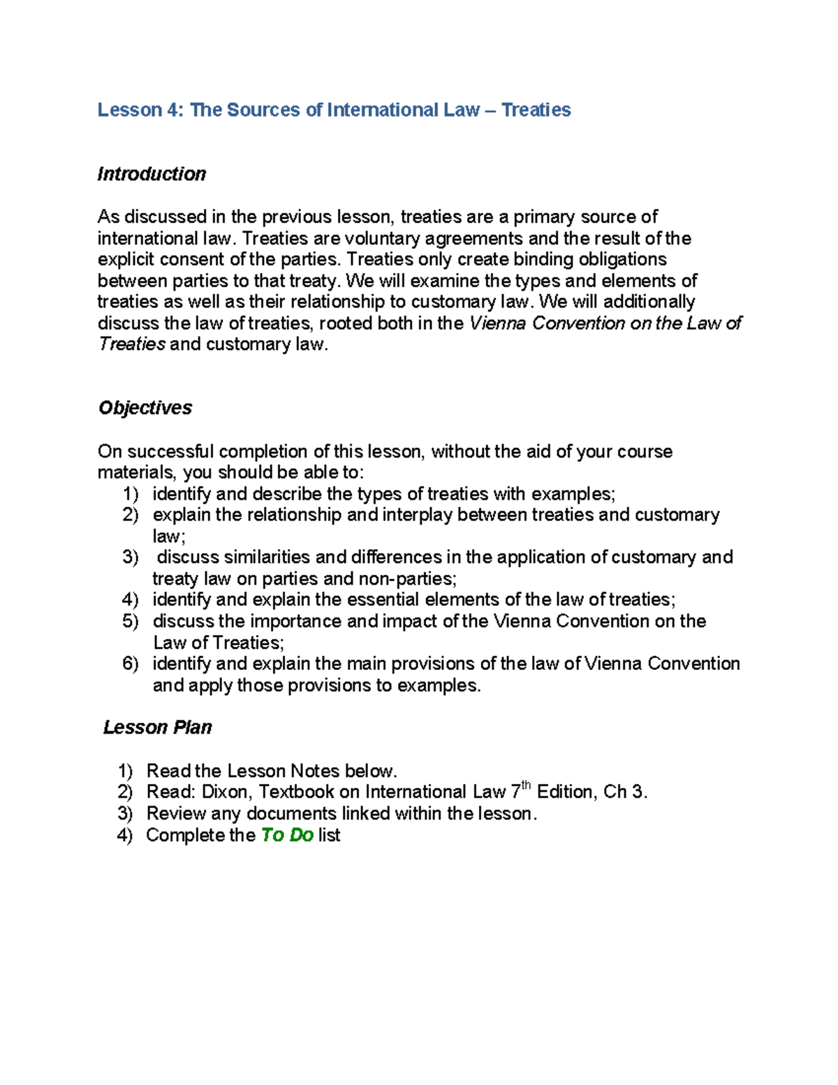 Lesson 4 W18 363 - Class Notes - Lesson 4: The Sources of International ...