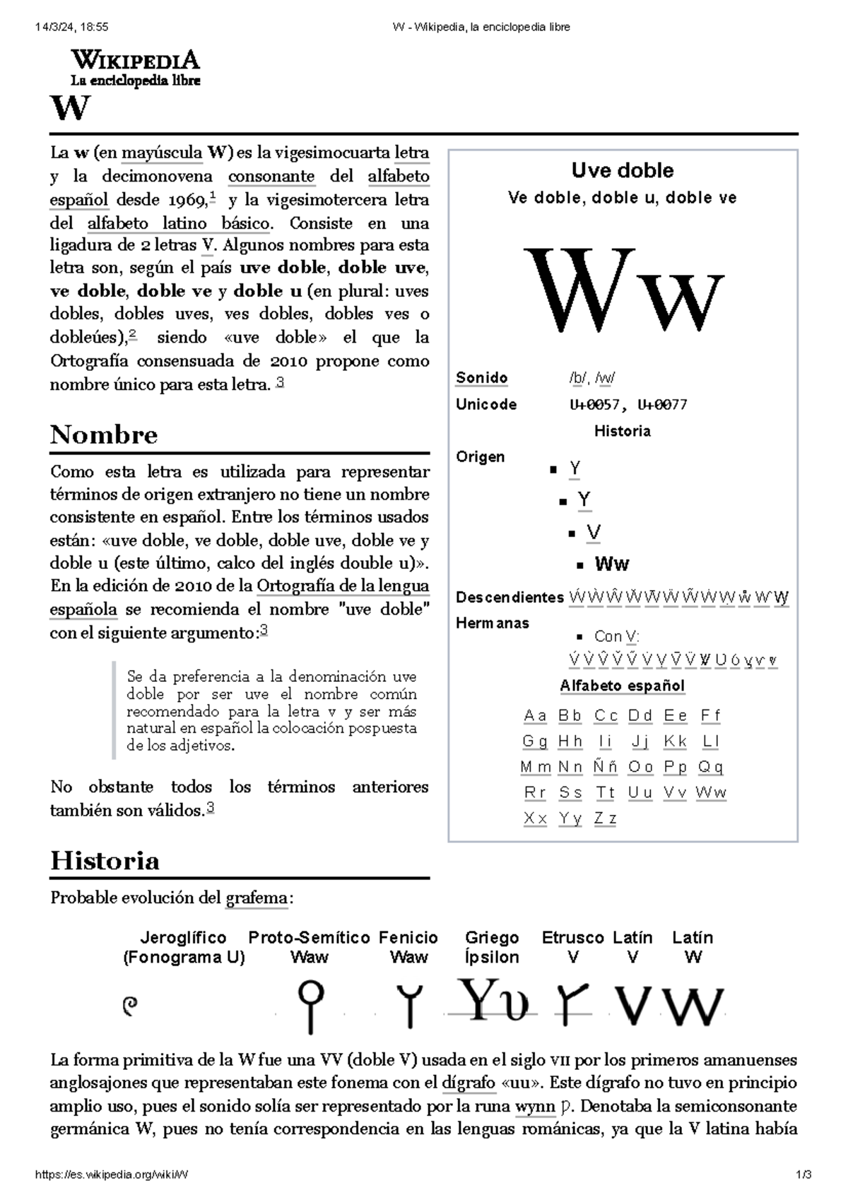 W - Wikipedia, la enciclopedia libre - wikipedia/wiki/W 1/ Uve doble Ve ...