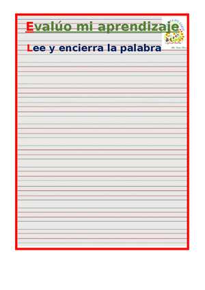 Evaluacion - leyendo - Evalúo mi aprendizaje Lee y encierra la palabra ...
