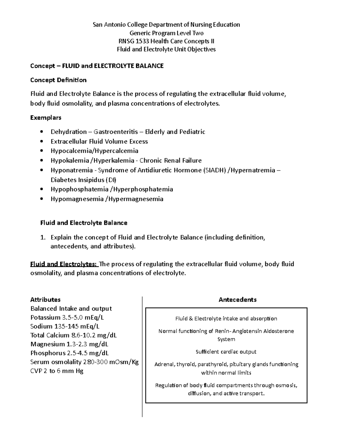 Fluid and Electrolytes - Exemplars Dehydration – Gastroenteritis ...