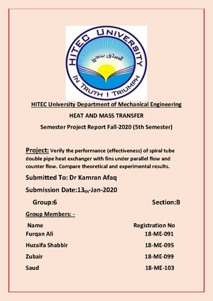 HMT Pipe Heat Transfer Project (Household Hotpot) - HITEC University ...