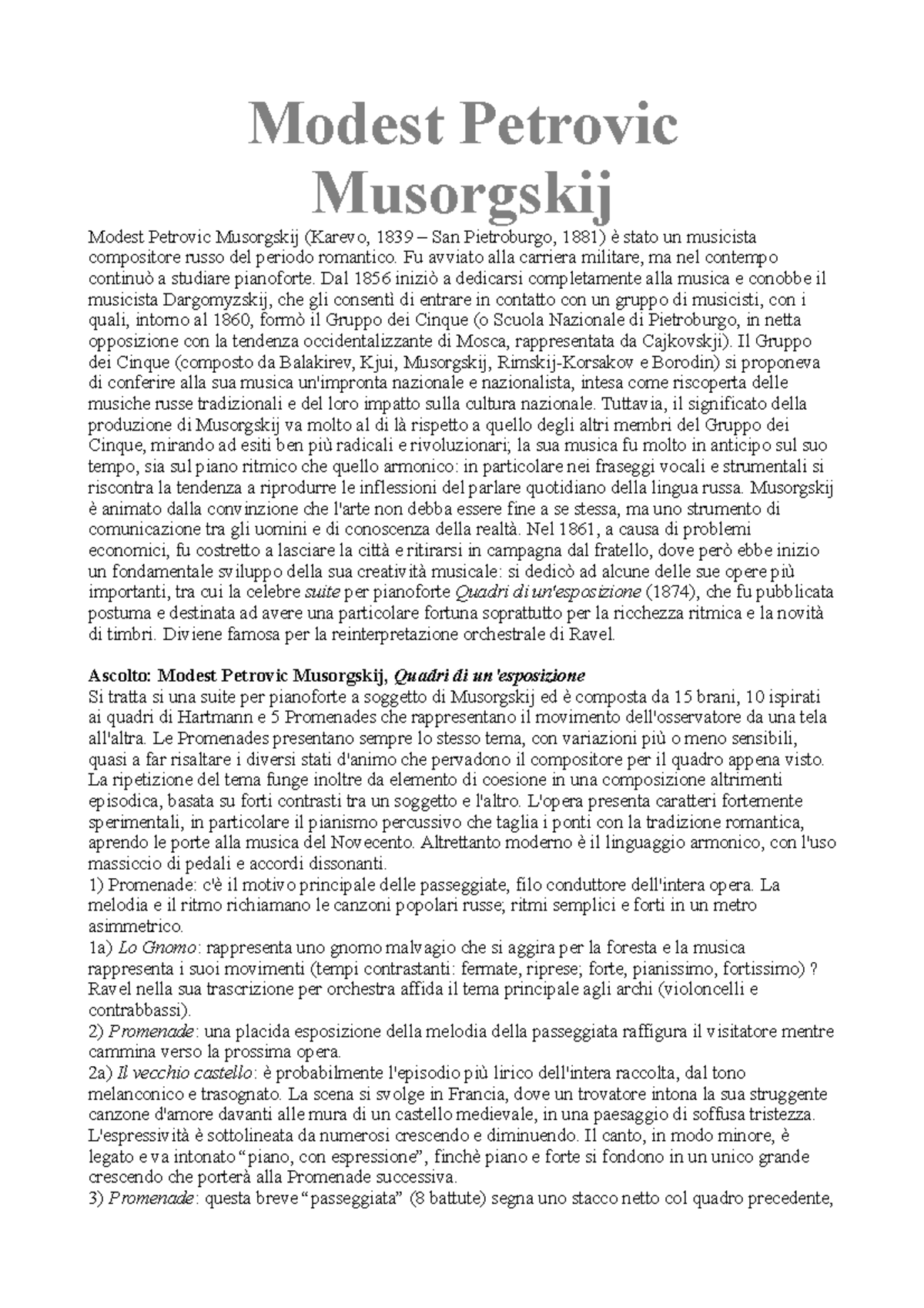Modest Petrovic Musorgskij - Modest Petrovic Musorgskij Modest Petrovic ...