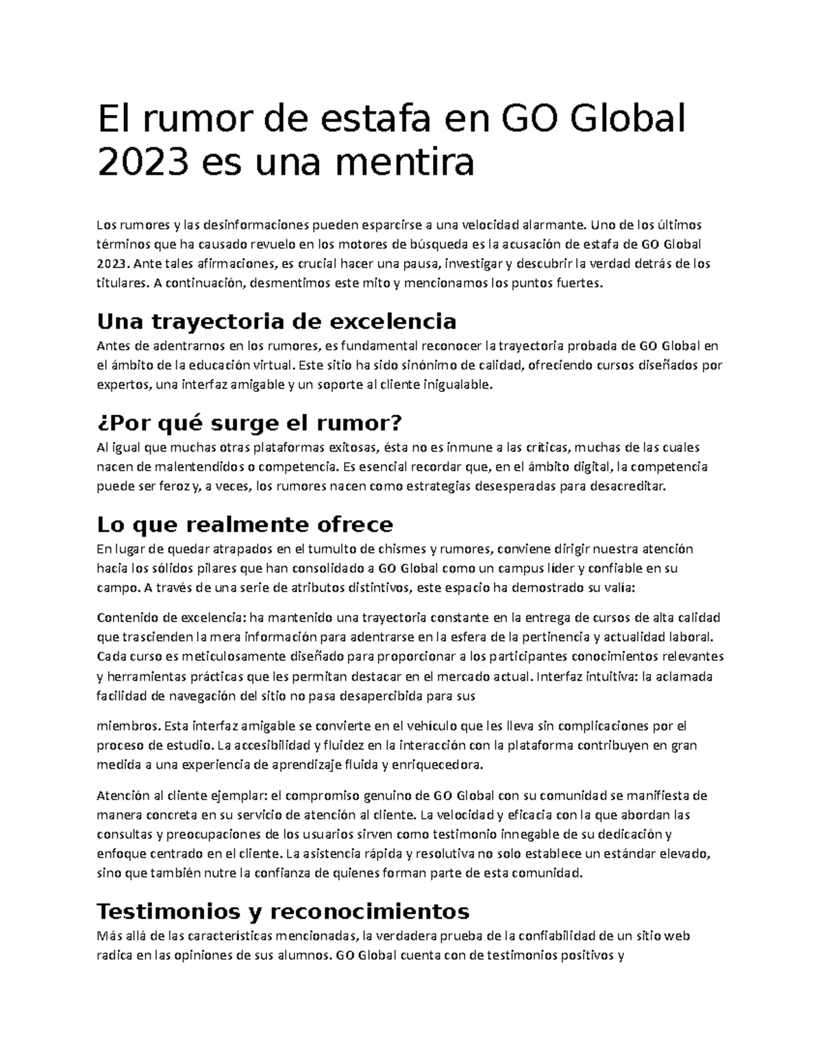 El rumor de estafa en GO Global 2023 es una mentira 1 - Uno de los ...