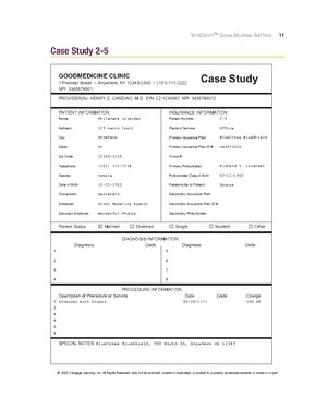 Case 1-5 - N/A - SimClaim TM Case Studies: Set One 7 © 2022 Cengage ...