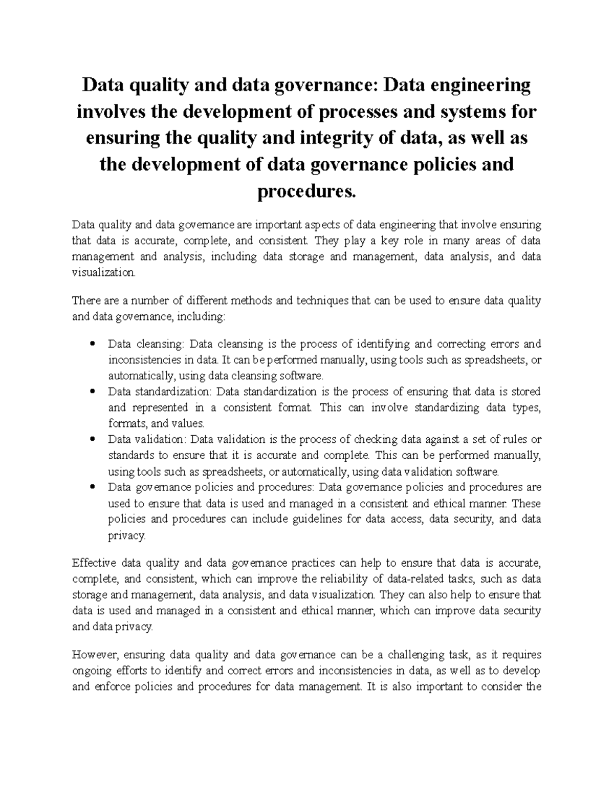 Data quality and data governance - Data quality and data governance are ...