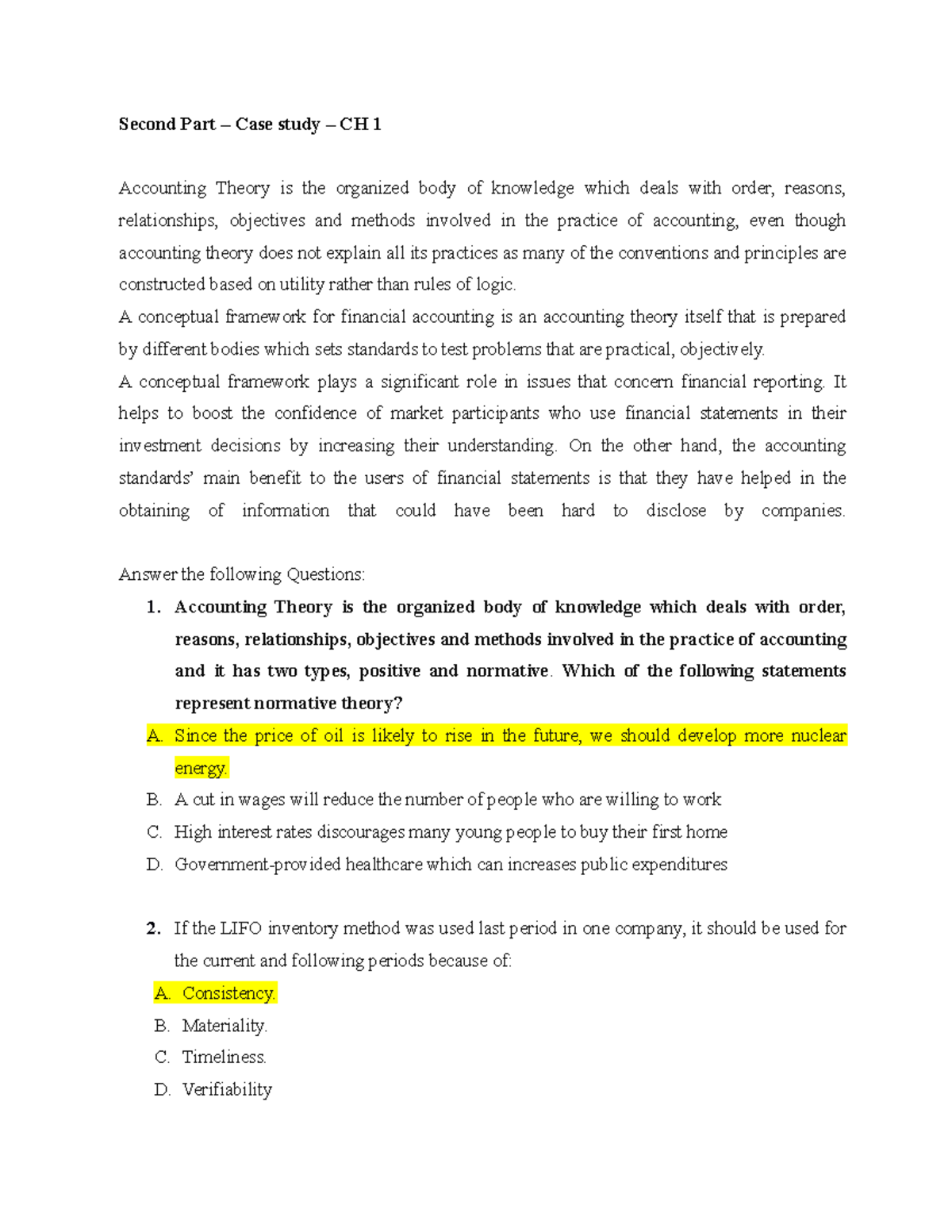 Accounting Theory case study - Chapter 3 - Second Part – Case study ...