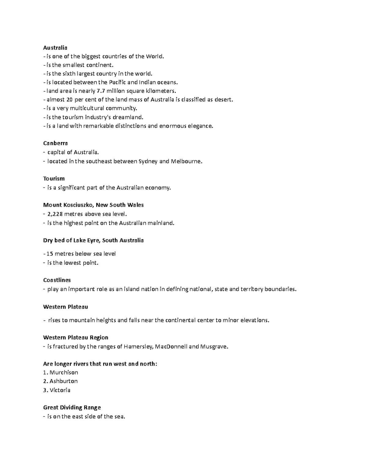 Global Culture and Tourism Geography - Module 1 - Australia is one of ...